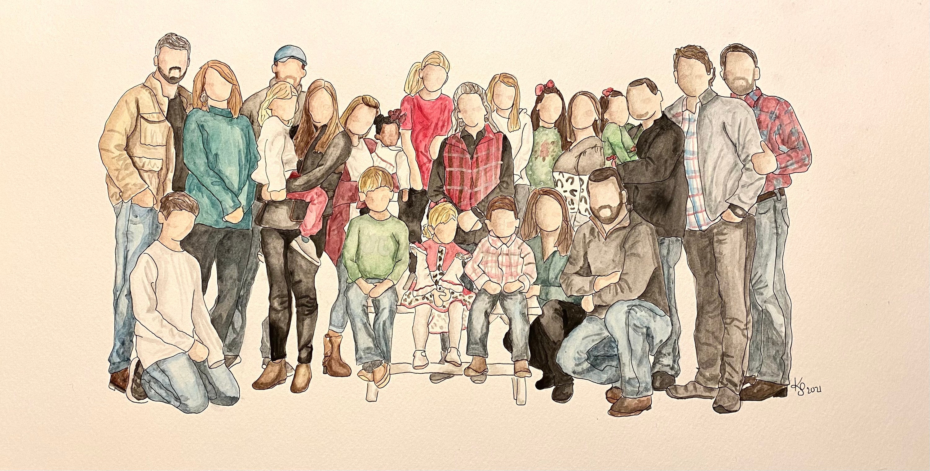Custom Large Family Faceless Portraits | Etsy
