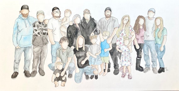 Custom Large Family Faceless Portraits | Etsy