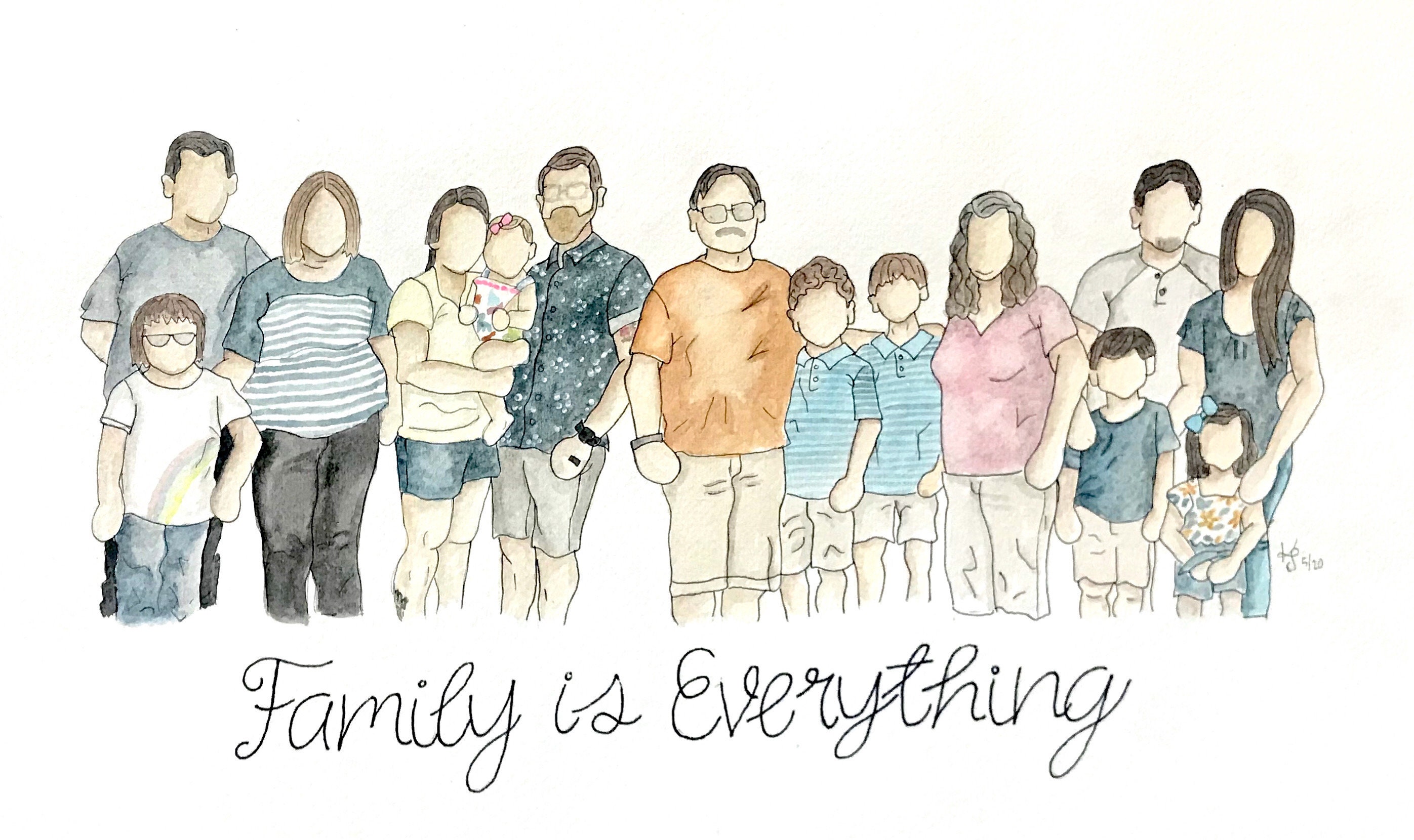 Custom Large Family Faceless Portraits | Etsy