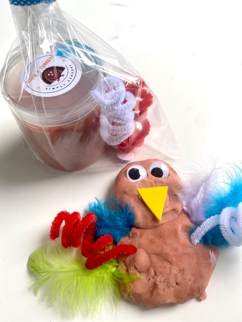 Make a Turkey Playdough Kit, Turkey Playdoh, Thanksgiving Party Favor ...