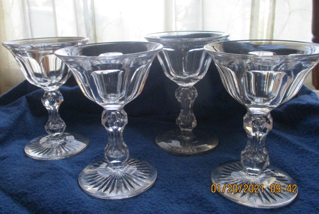 Dorflinger. Four Liquor Stem Glasses, Dessert Glasses, ABCG, Colonial ...