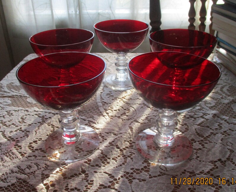 Red Glassware Five Red Dessert Glasses or Sherbet Glasses - Etsy