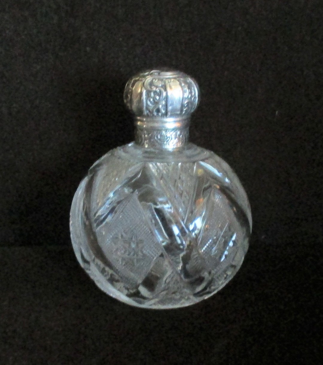 Cologne Bottle, English Sterling Lid, Brilliant Period Cut Glass ...