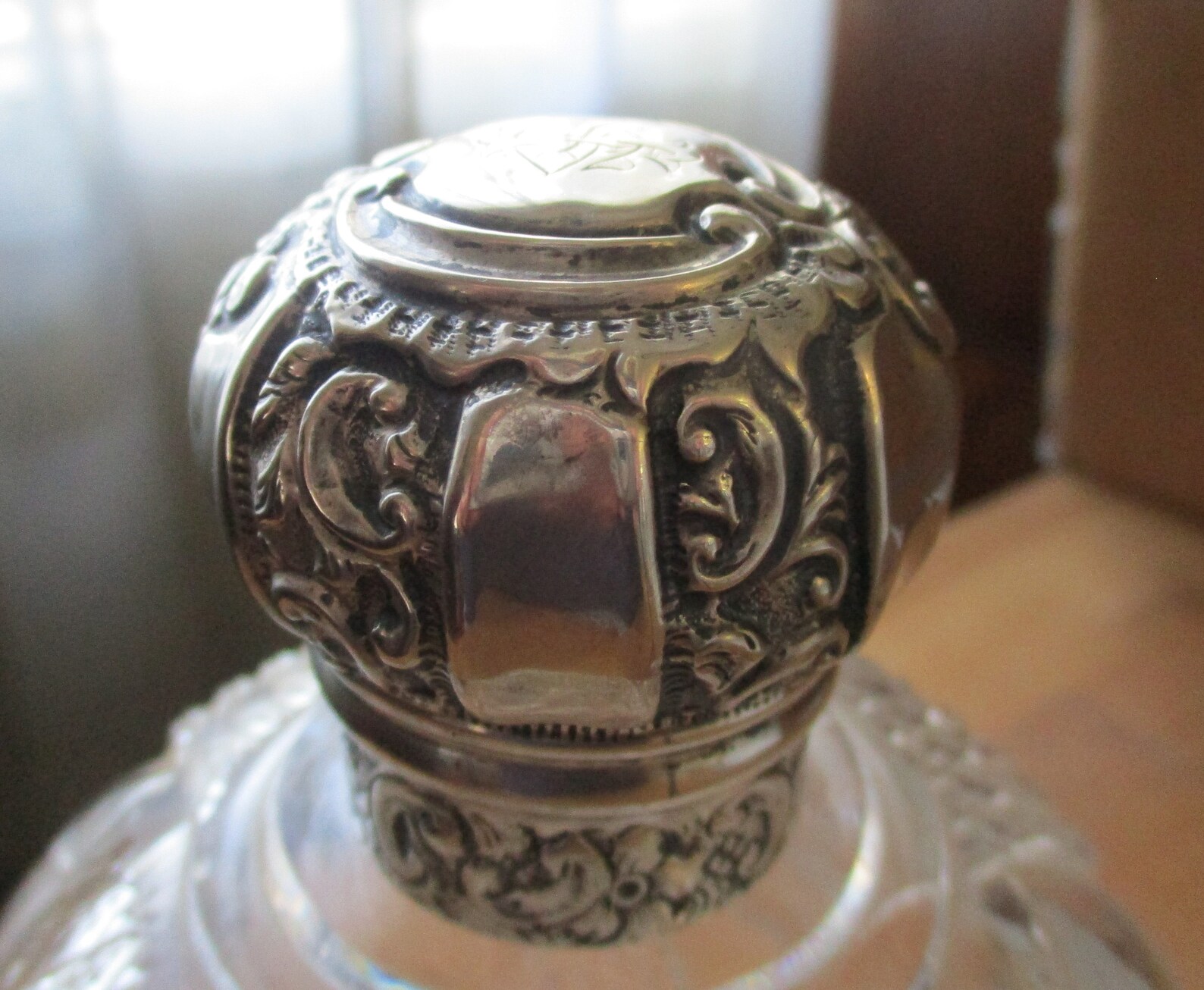 Cologne Bottle, English Sterling Lid, Brilliant Period Cut Glass ...