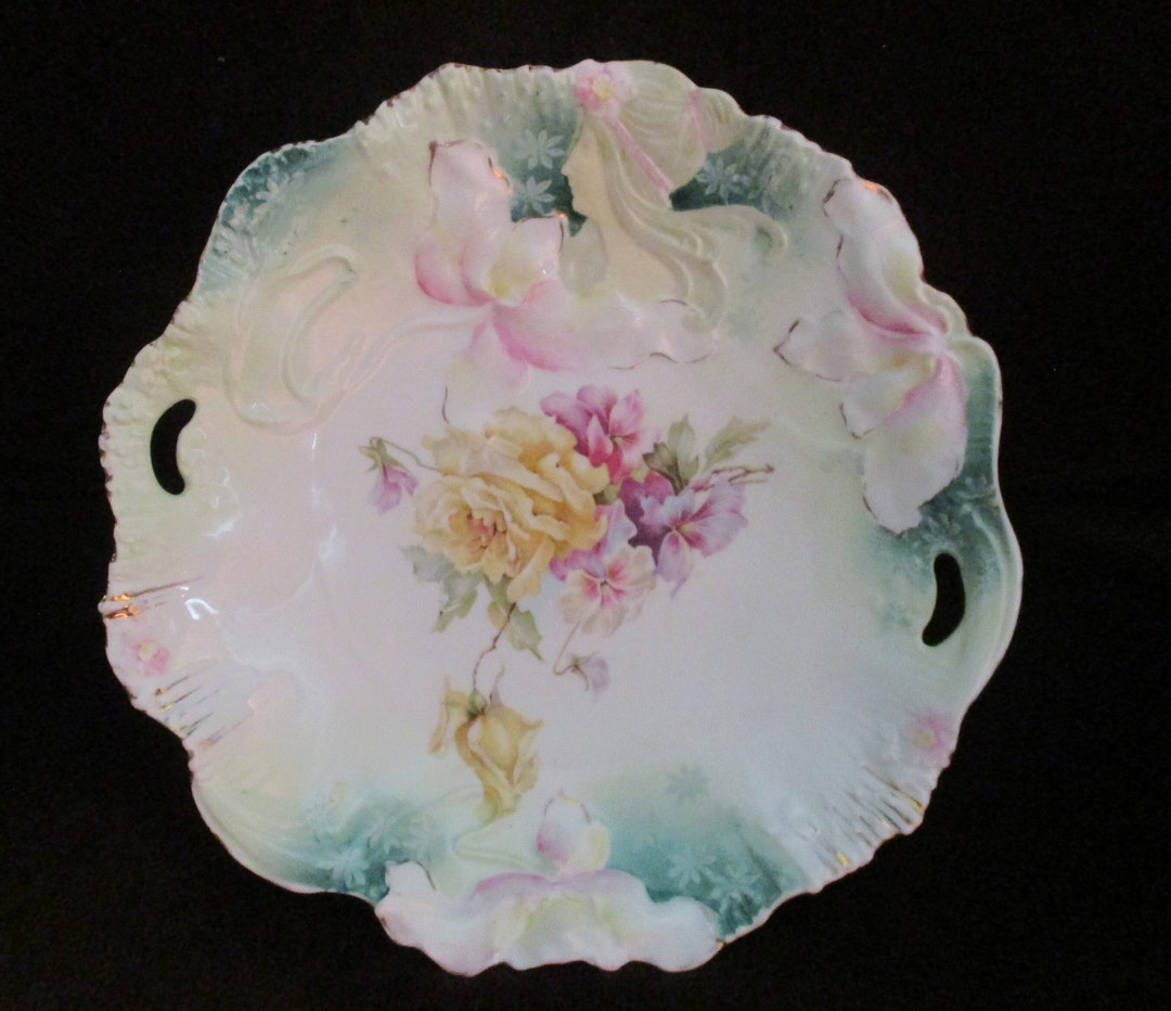 Vintage Saxe Altenburg Cake Plate, Floral Hidden Image Mold, Elegant ...