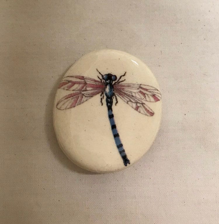 Ceramic Smoke Stone Blue Dragonfly Design Toke Stone For Hand | Etsy