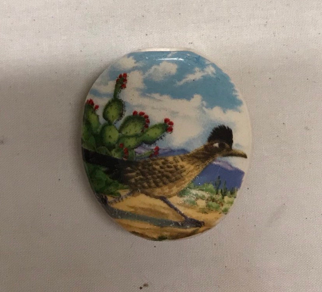BOGART Ceramic Smoke Stone Holder Roadrunner and Cactus Design - Etsy