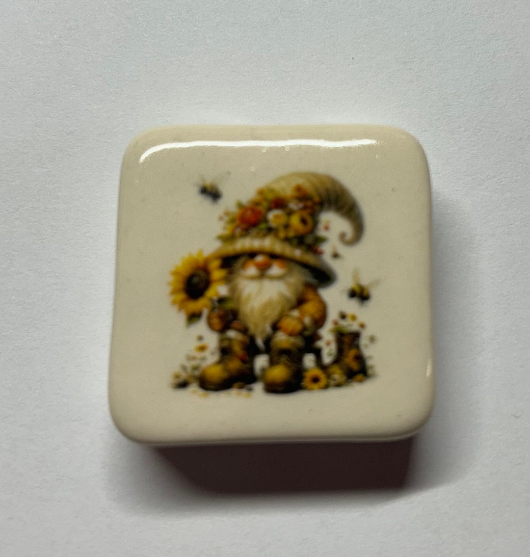 BOGART Square Ceramic Smoke Stone Gnome Sunflowers Bees Design ...