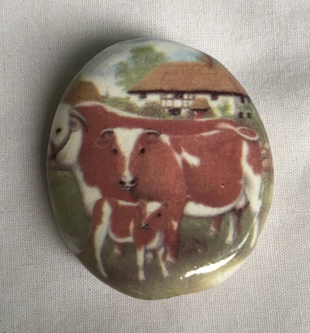 BOGART Ceramic Smoke Stone Holder Farm With Brown Cow Design Holder for ...