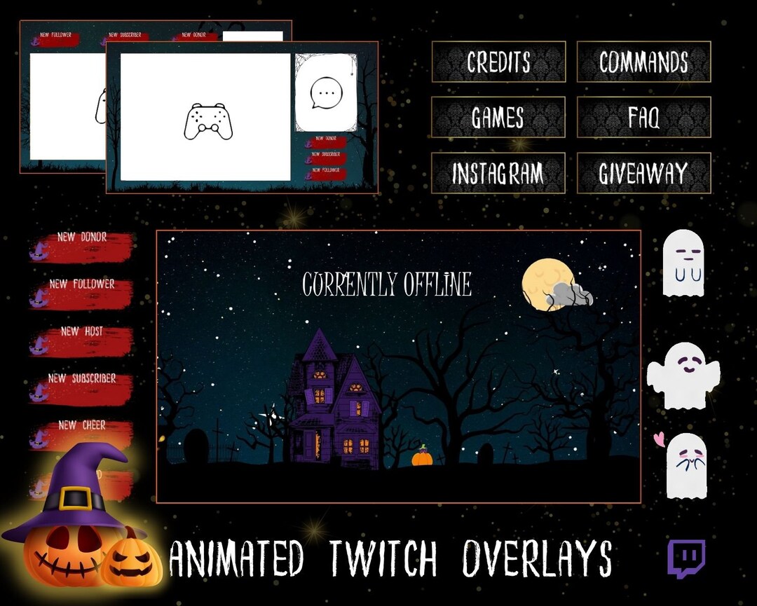 Twitch Overlay Animated Package Twitch Overlays for Streaming Horror ...