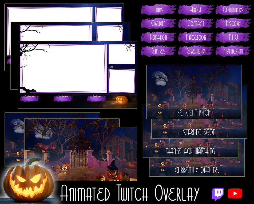 Twitch Overlay Animated Package Twitch Overlays for Streaming Horror ...