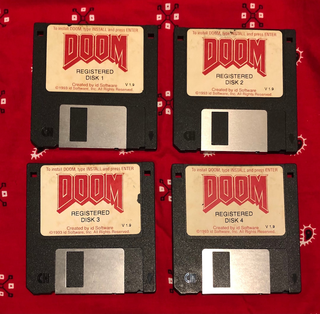 Original Doom Vintage Floppy Disks 1993 V1.9 Id Software PC Registered Disks 1,2,3 & 4 - Etsy