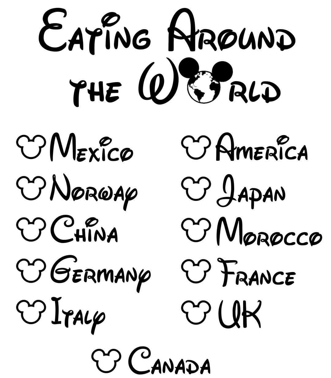 Epcot - DIY Eating Around the World T-shirt Design FILE ONLY Checklist ...