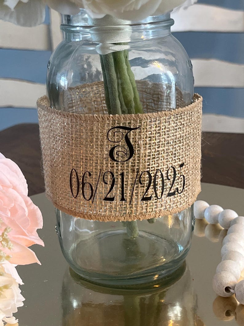 Wedding Mason Jar Wrap, Burlap Wrap for Mason Jars, Rustic Wedding ...