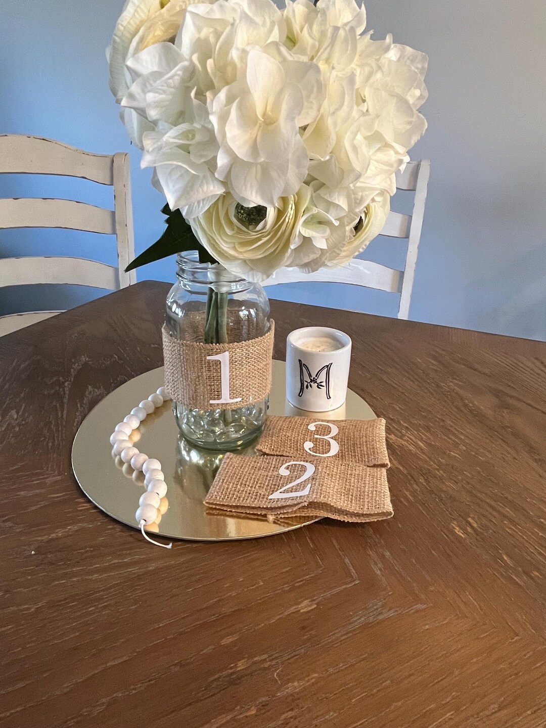 White Table Number Signs, Centerpieces for Wedding Tables, Mason Jar ...