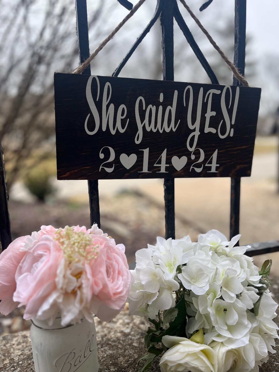 She Said Yes Signs, Wood Sign Engagement, Engagement Sign She Said Yes ...