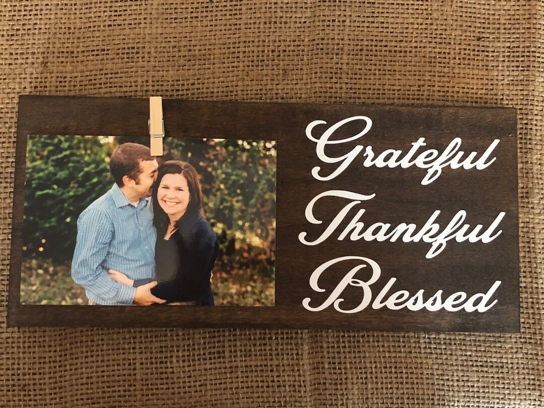 Grateful Thankful Blessed Sign, Rustic Wood Sign Home Decor ...