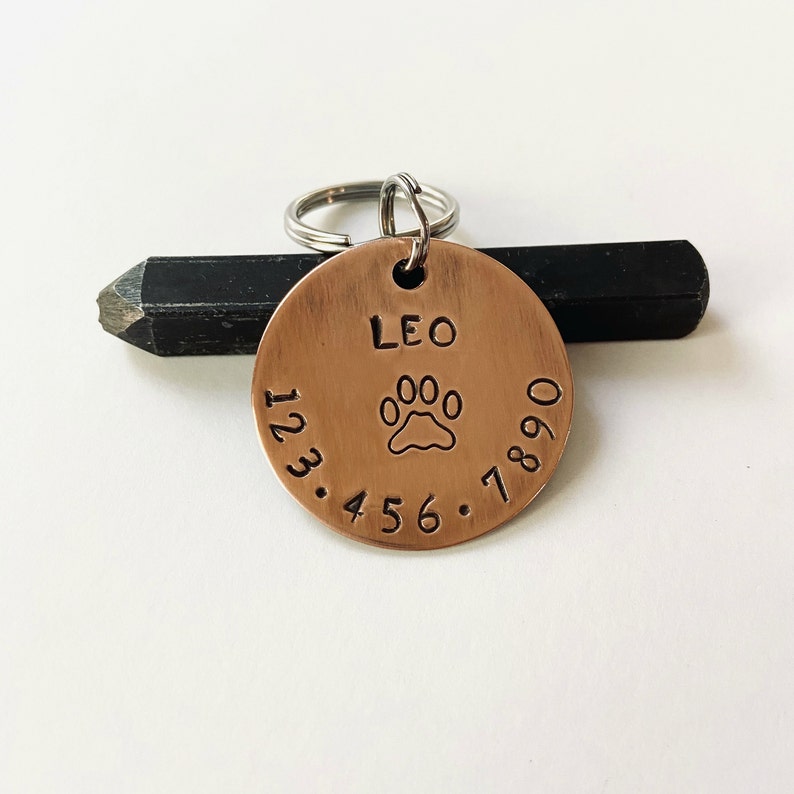 Custom Dog Tag, Large Copper Personalized Pet ID, Dog Tag for Collar - Etsy