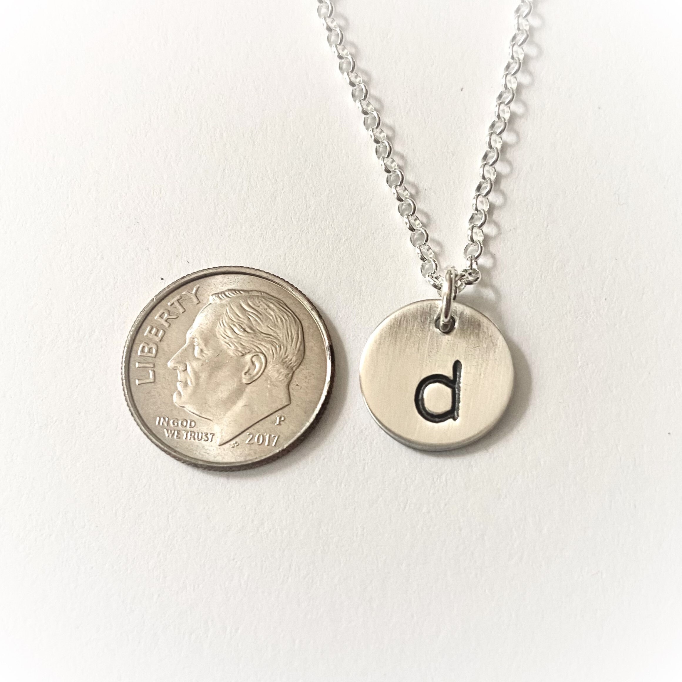 Sterling Silver Initial Necklace, Hand Stamped Personalized Jewelry - Etsy