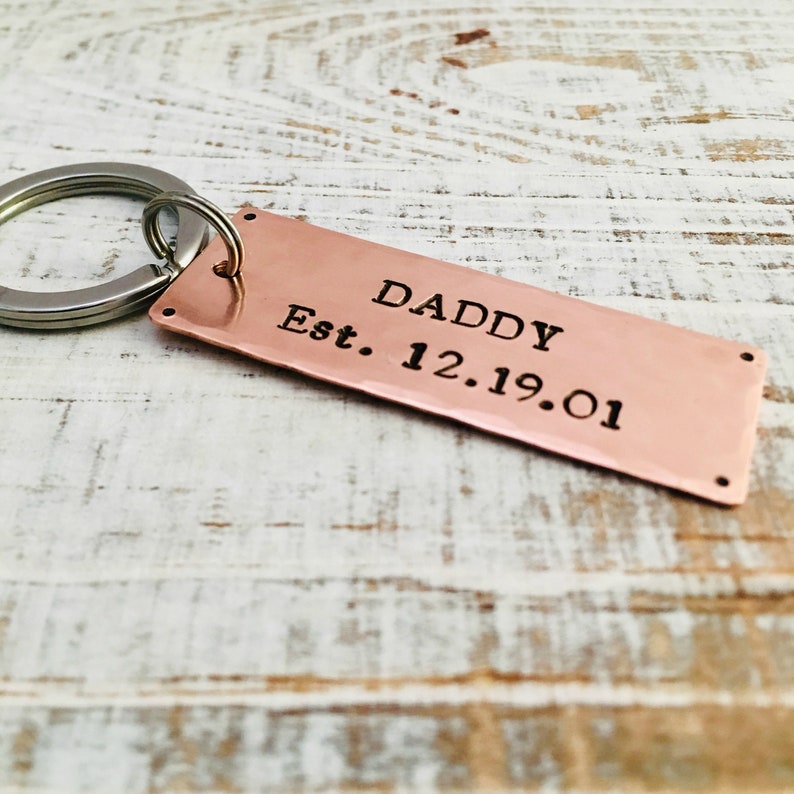 Copper Key Chain for New Daddy Hand Stamped Personalized - Etsy
