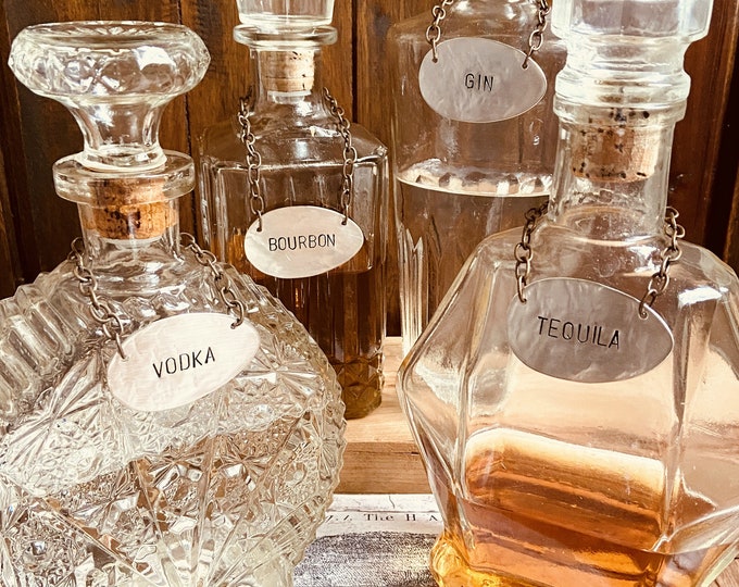 Set of 4 Custom Decanter Tags, Vintage Spoon Bottle Labels - Etsy
