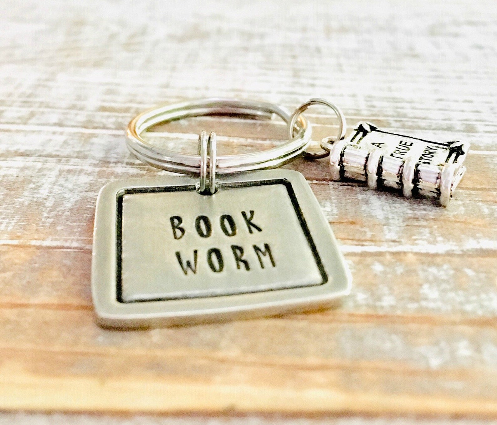 Pewter Book Worm Key Chain Gift for Book Lover - Etsy
