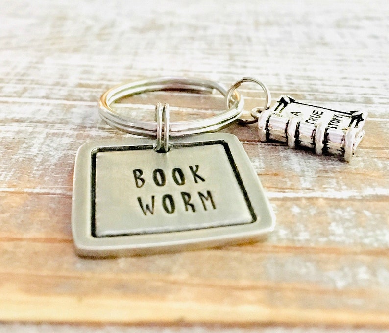 Pewter Book Worm Key Chain Gift for Book Lover - Etsy