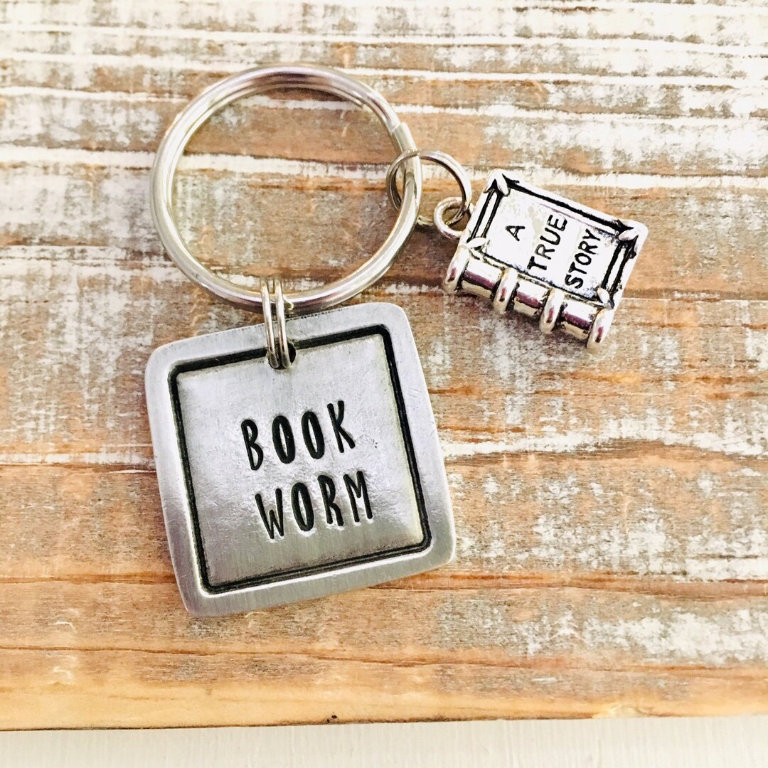 Pewter Book Worm Key Chain, Gift for Book Lover - Etsy