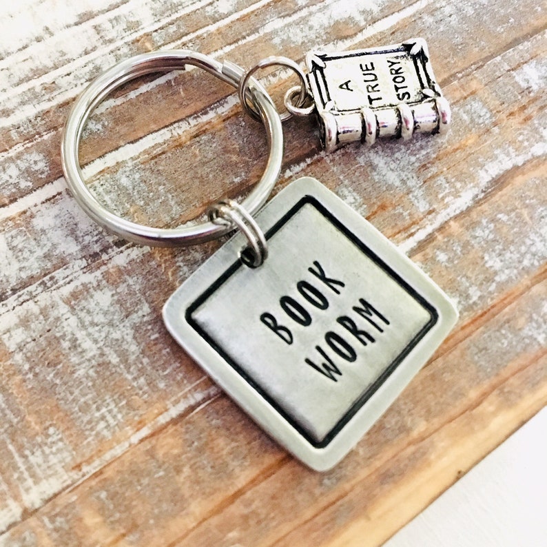 Pewter Book Worm Key Chain Gift for Book Lover - Etsy