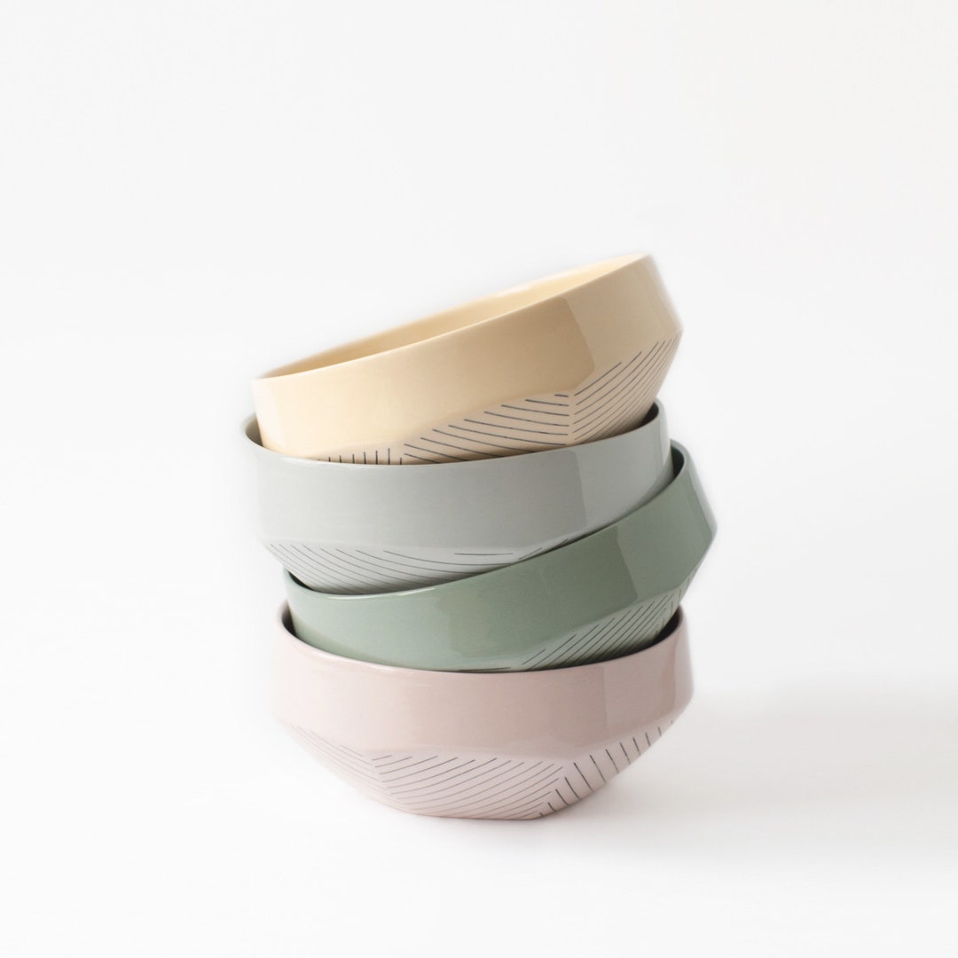 Colorful Breakfast Bowls, Porcelain Soup Bowls, Geometric Pasta Bowls ...