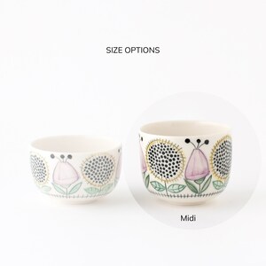 Flower Pattern Cups, Fine Porcelain Cups Handmade With a Handpainted ...