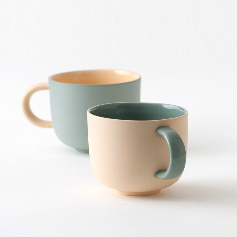 Colored Porcelain Cup With a Handle, Choose Your Colors, Small Coffee ...