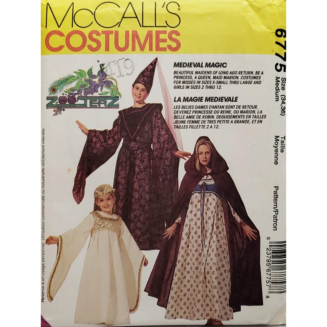 Medieval Costume Sewing Pattern Mccall's 6775 Misses' Size Medium 34-36 ...