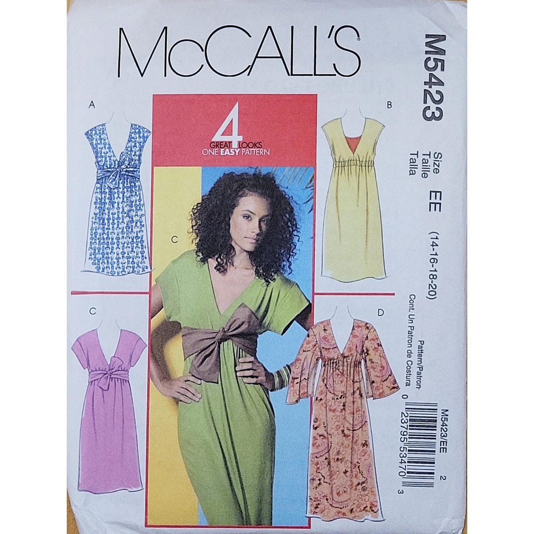 Misses' Pullover Knit Dress and Sash Mccall's Sewing Pattern M5423 Size ...