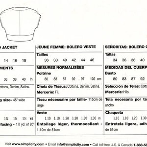 Shrug/bolero Jacket Simplicity Sew Simple Sewing Pattern E1984 Size 8 ...