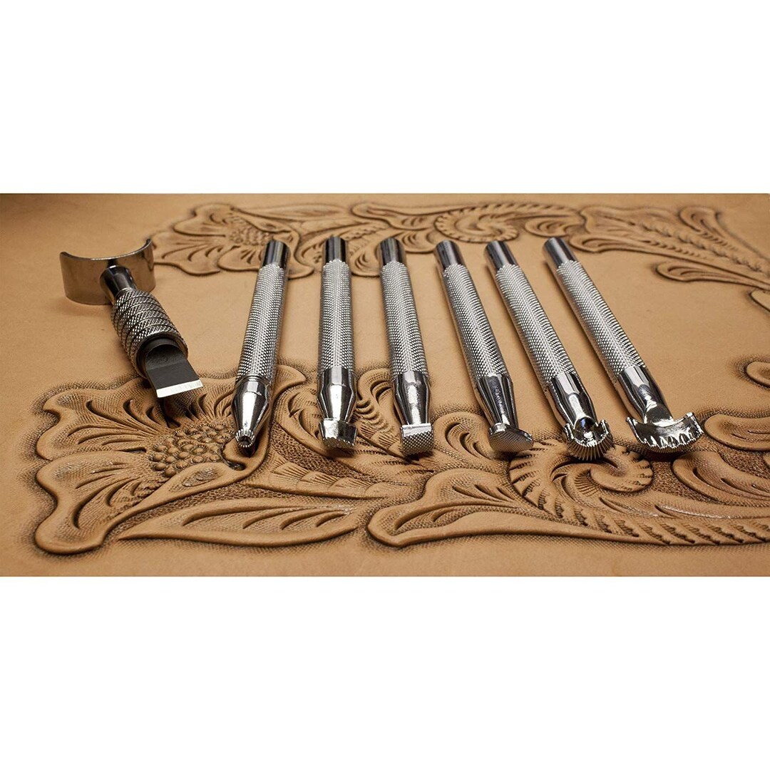 Essential Leather Tool Set 7 Piece Basics Kit for Leather Crafting and ...