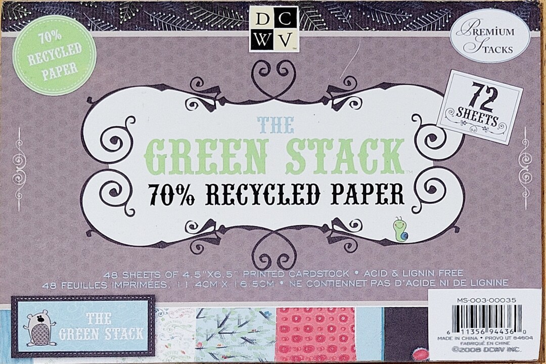 The Green Stack 4 1/2 X 6 1/2 72 Sheets One Sided Printed Cardstock ...