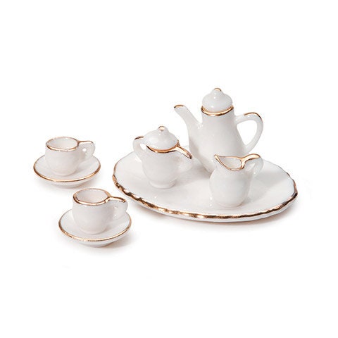 Timeless Minis™ Miniature White Ceramic Tea Service Kitchen - Etsy