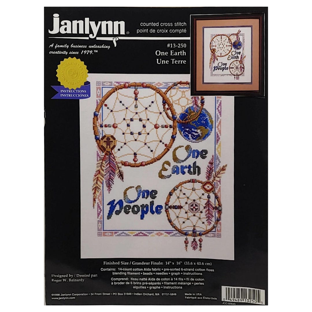 Counted Cross Stitch Kit - One Earth One People - Vintage Janlynn ...