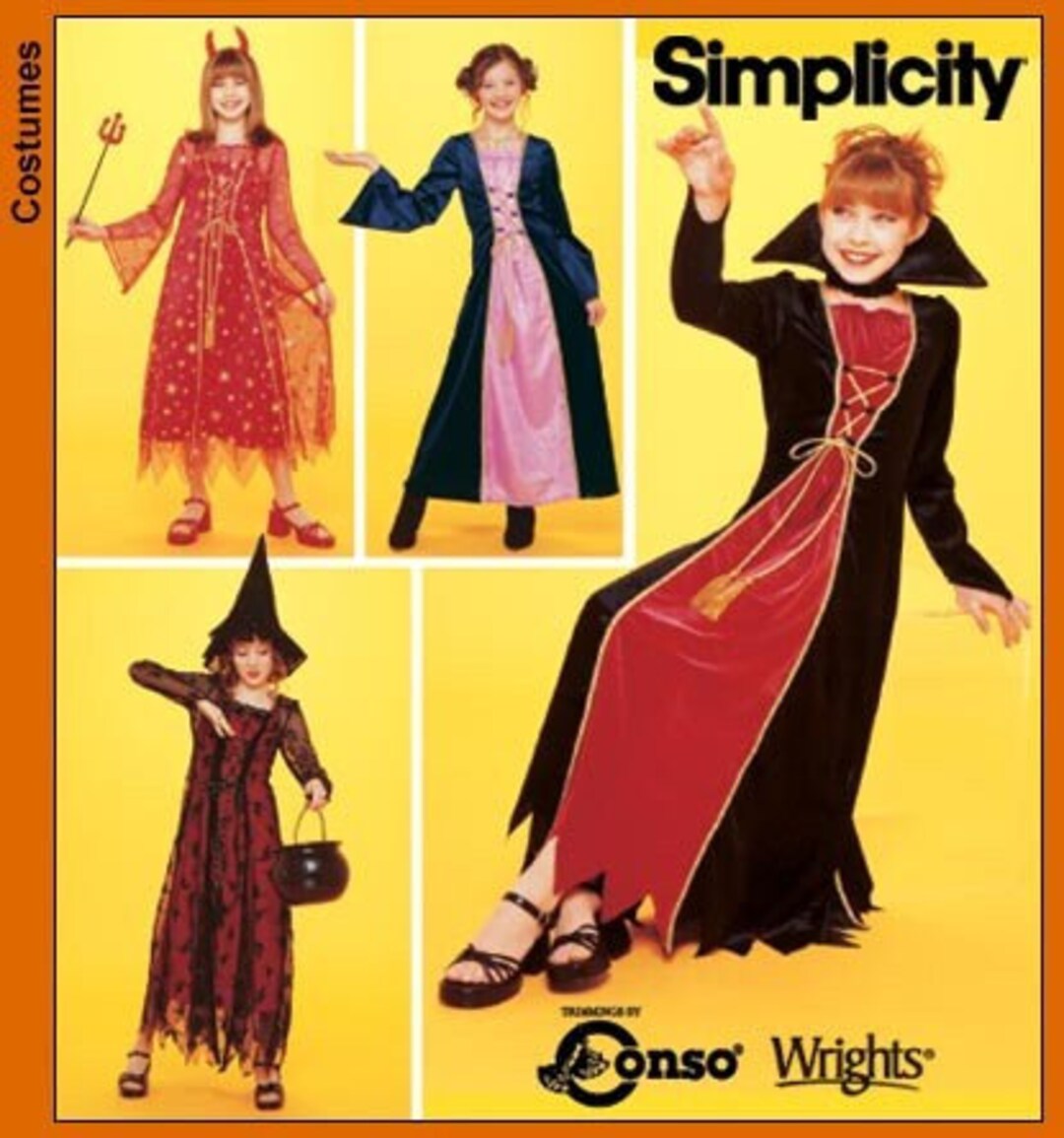 Girl's Costumes Simplicity Sewing Pattern 6937 Sizes 7-14 Witch, Devil ...