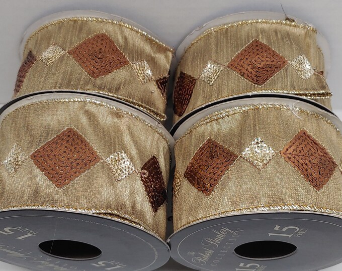 The Robert Stanley Collection Gold & Brown Wired Edge 15 Ft Polyester ...