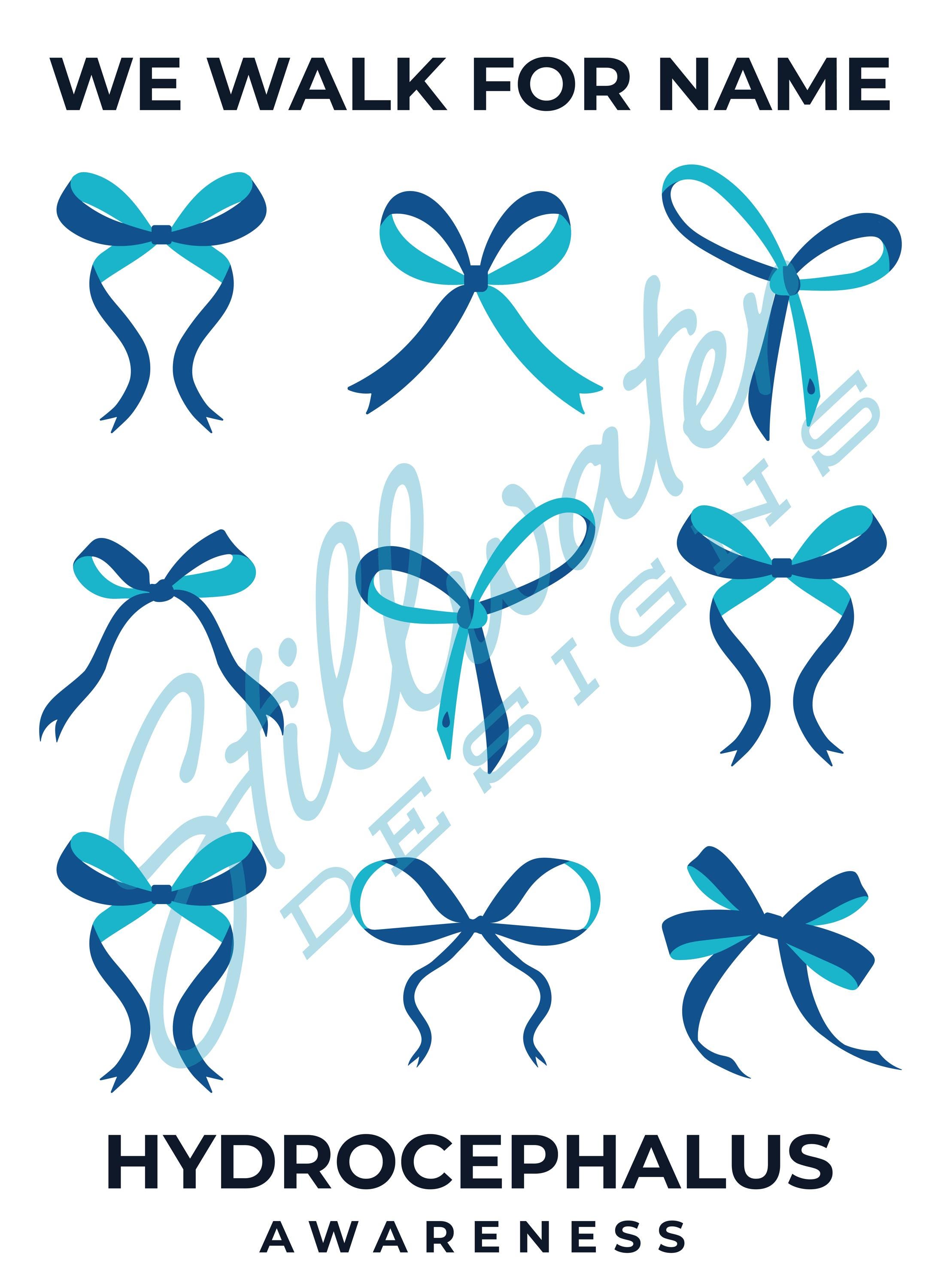 Hydrocephalus Ribbons and Bows Png, Customizable Team Shirt Graphic ...