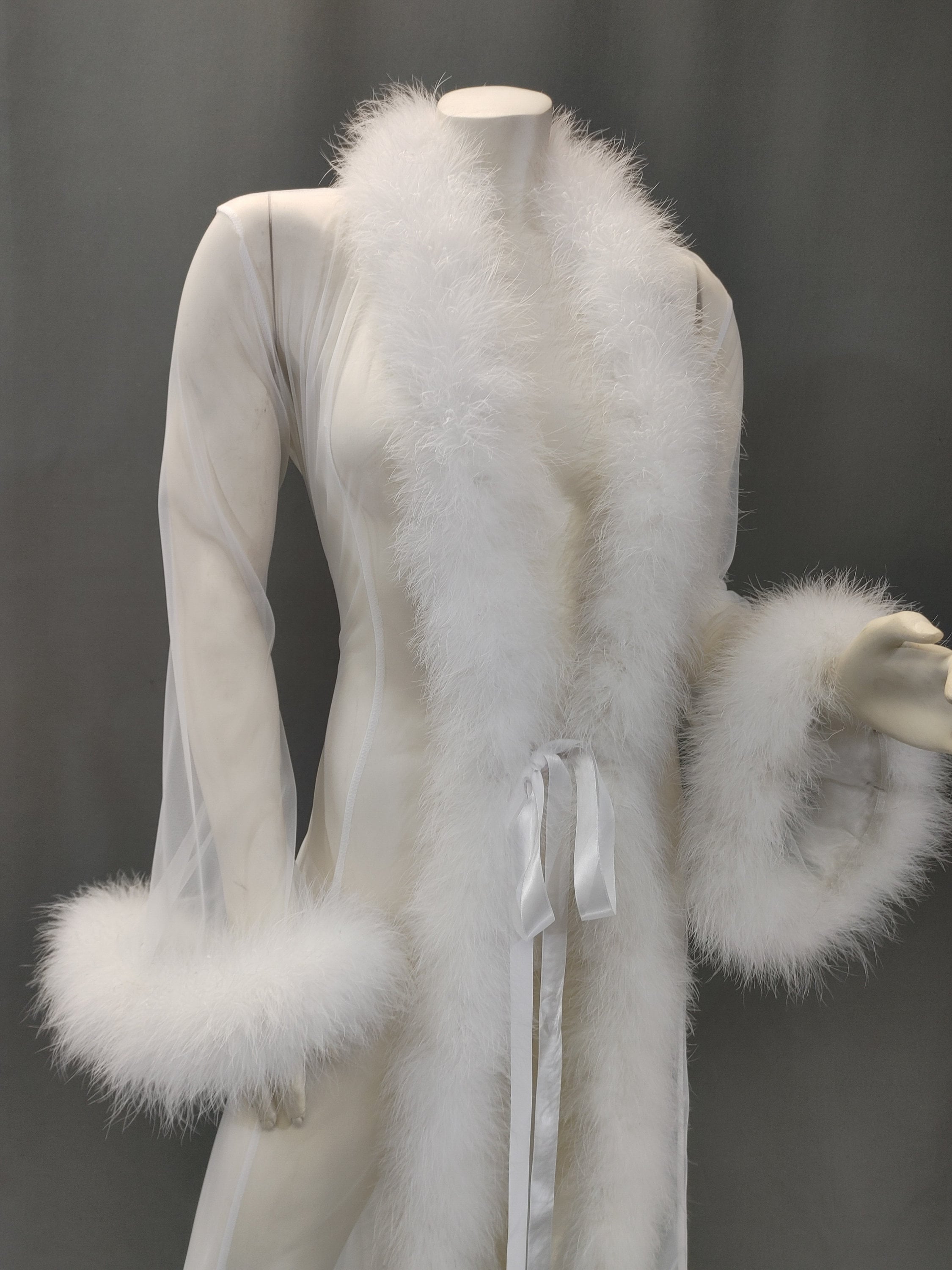 Marabou Feather Sheer Robe Nightgown - Etsy