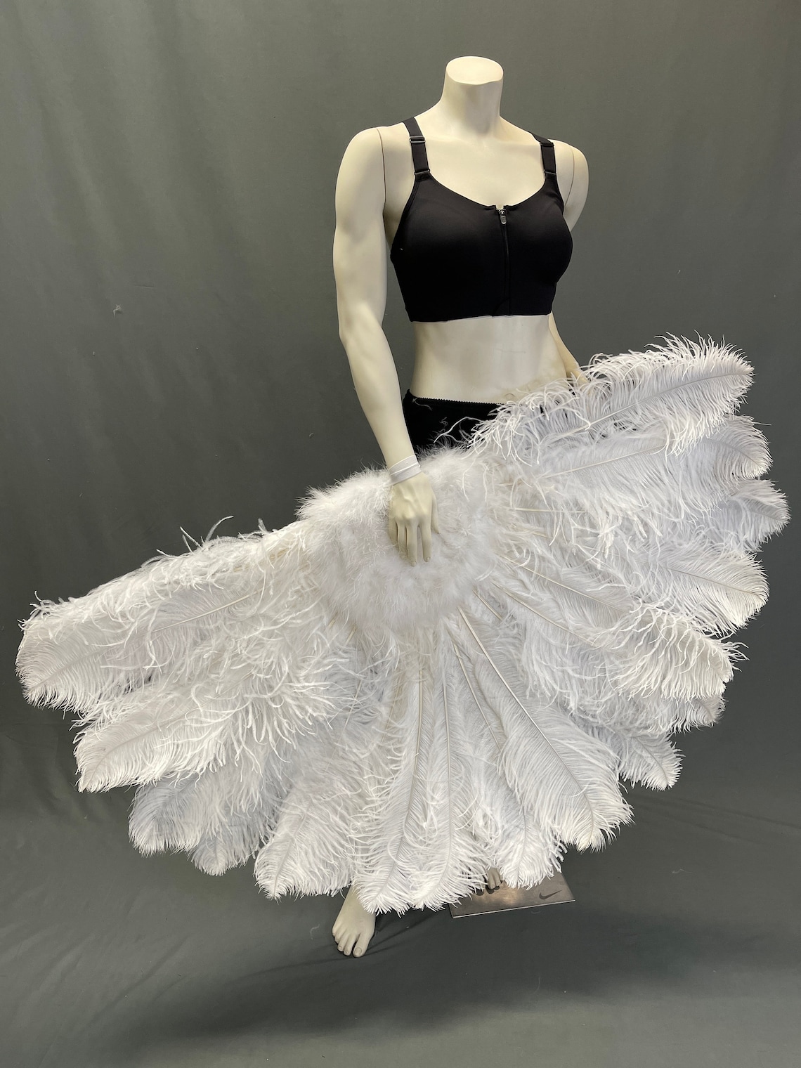 Burlesque Dancer Ostrich Feather Stay Open Fan 48 X | Etsy