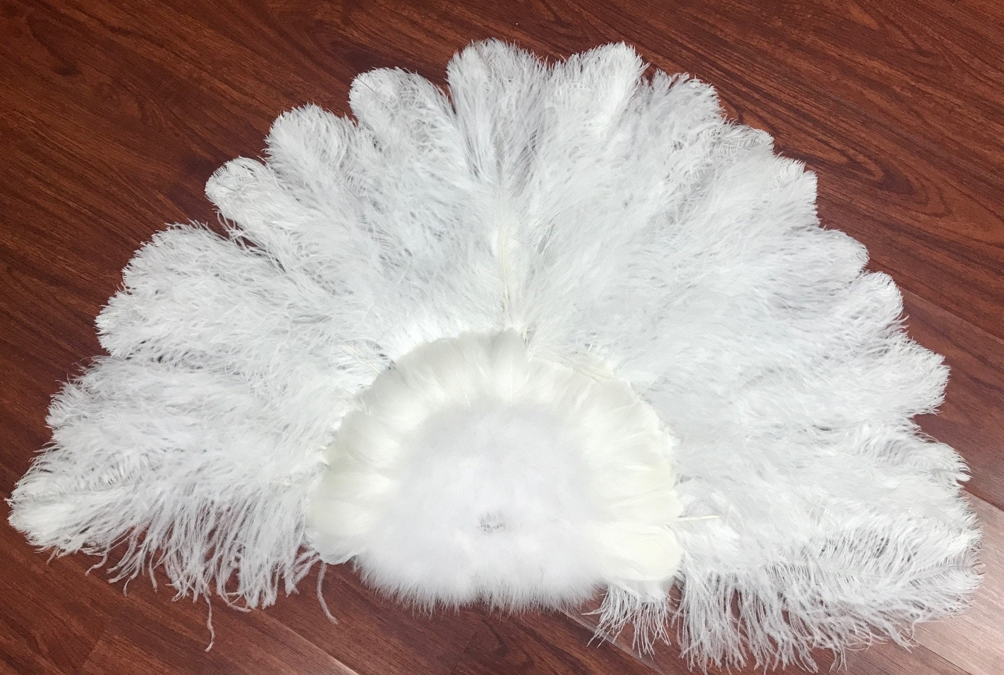 Burlesque Dancer Ostrich Feather Stay Open Fan 48 x | Etsy