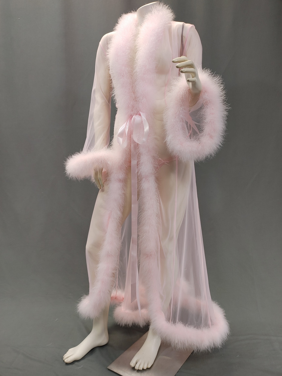 Marabou Feather Sheer Robe Nightgown - Etsy