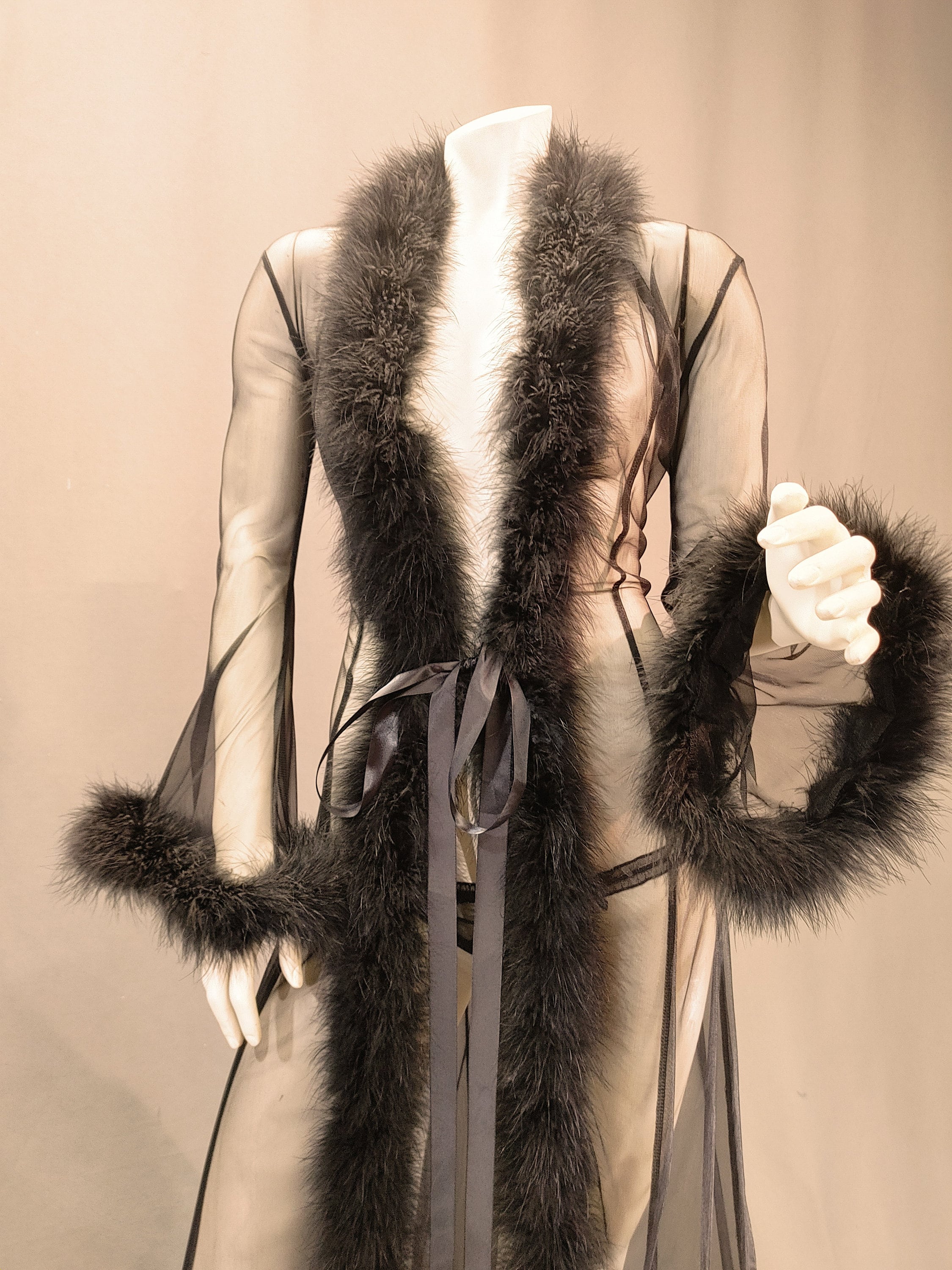 Marabou Feather Sheer Robe Nightgown - Etsy
