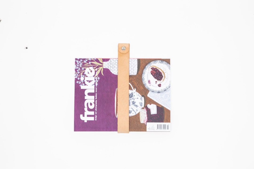 Leather Strap Magazine Holder | Single Book Display - Etsy