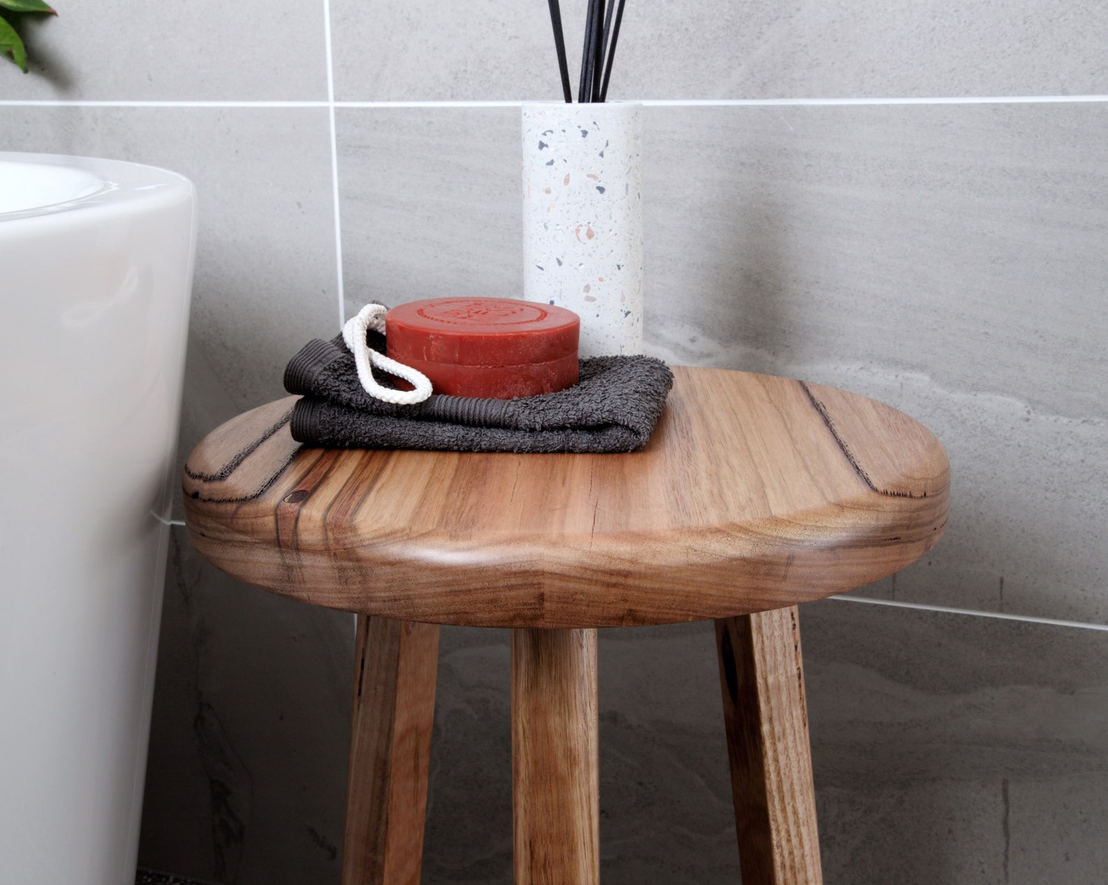 Round Stool Rustic Wooden Side Table - Etsy