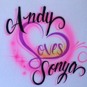 AIRBRUSHED SCRIPT Couples Names Personalized Shirt Birthday Gift ...
